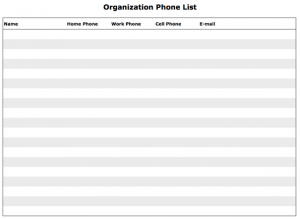 Telephone List Template